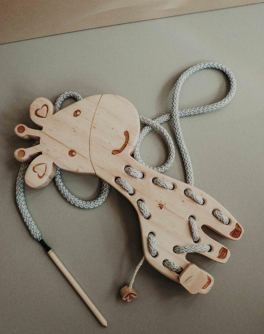 Wooden Giraffe Lacing Toy – The Reverie Boutique